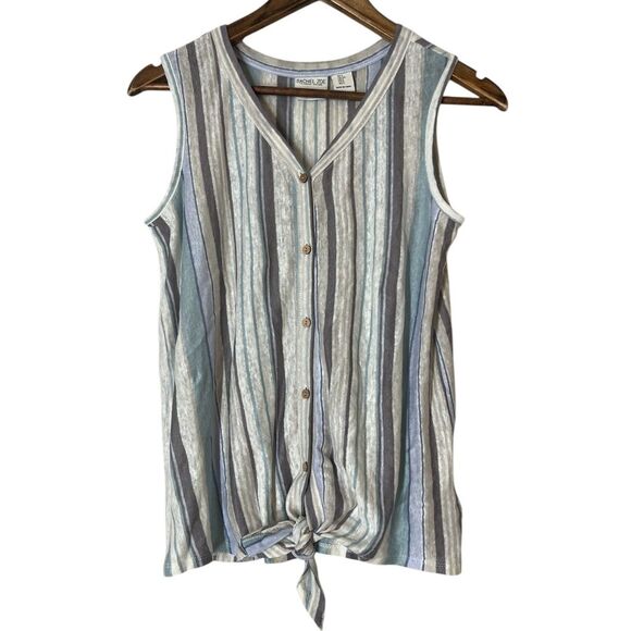 Rachel Zoe | Tops | Rachel Zoe Striped 0 Linen Button Up Tank Top ...